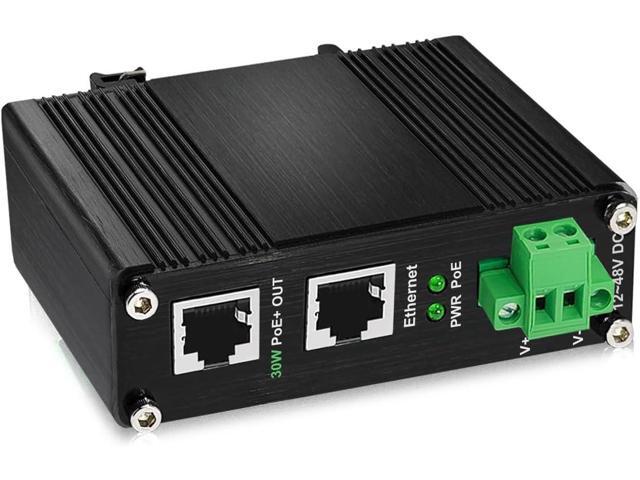 Industrial 30W PoE Injector, Hardened Gigabit PoE+ Injector IEEE802.3at ...