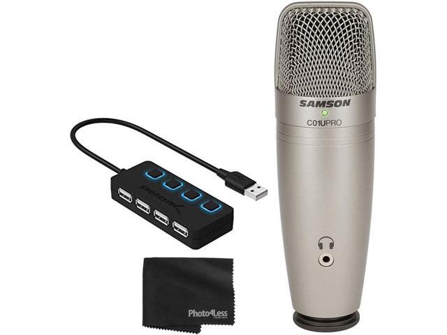 Samson C01U PRO USB Studio Condenser Microphone (Silver) + 4 Port USB 2 ...