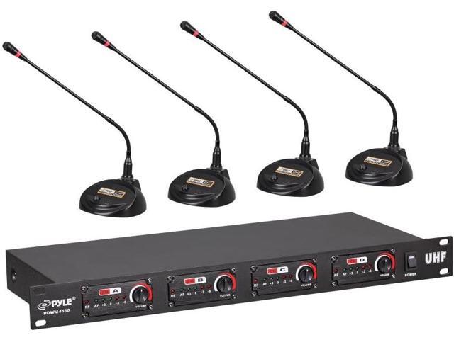 Pyle 4 Channel Wireless Microphone System - Professional Rack Mount UHF ...