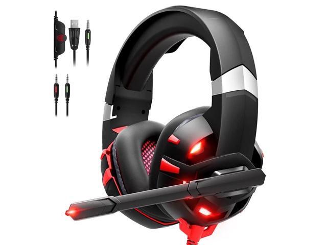 RUNMUS Gaming Headset, Stereo PC Gaming Headphones with Noise Canceling ...