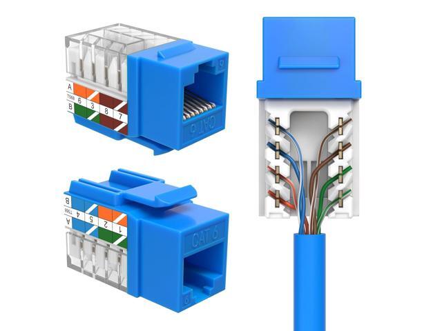 SATMAXIMUM 20 Pack Cat6 Keystone Ethernet Wall Jacks RJ45 Punch Down ...