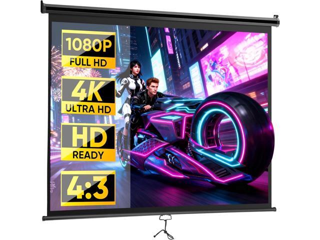 ZENY Portable Projector Screen Pull Down, 72 Inch 4:3 Video Projection ...