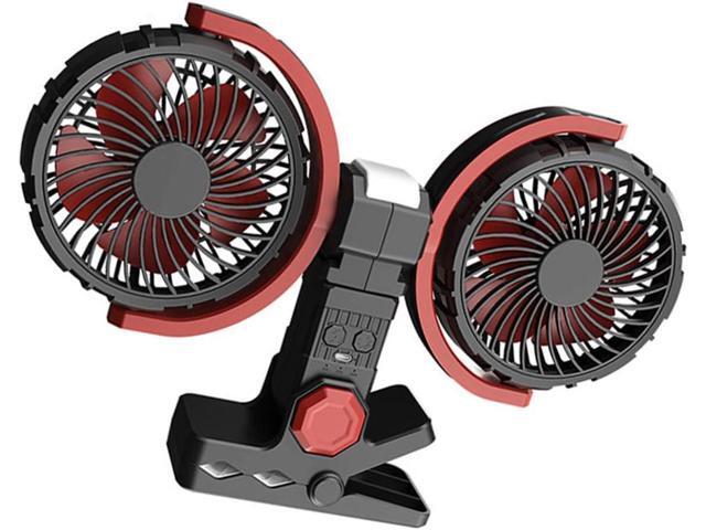 Portable Double Head Cooling Fan with Light USB Rechargeable Fan ...