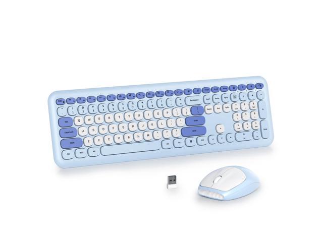 iRoboosta Blue Colorful Wireless Keyboard and Mouse Combo Set, 2.4GHz ...