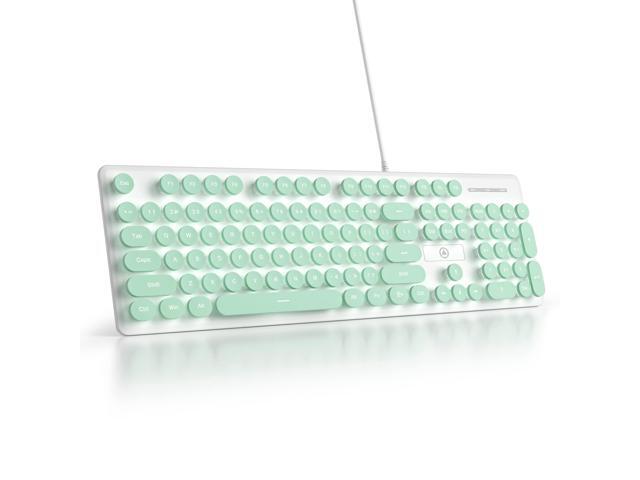 Mosptnspg Wired Quiet Membrane Keyboard,Full Size 104-Keys Retro Punk ...
