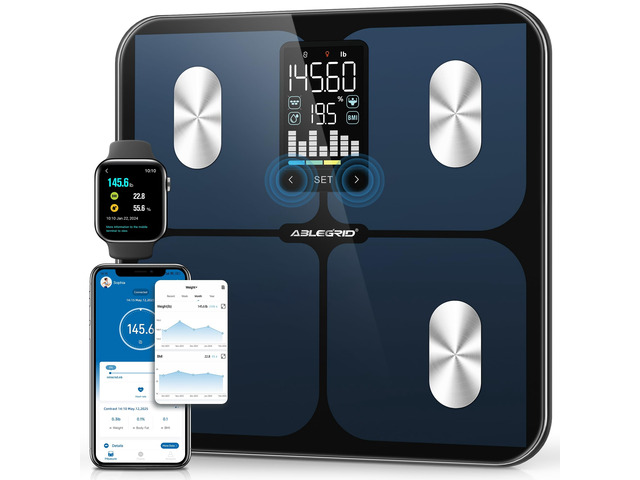 Smart Bathroom Scale for Body Weight, Digital Body Fat Scale with LED ...