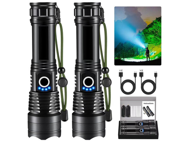 Flashlights High Lumens Rechargeable, 2Pack Rechargeable Flashlights ...