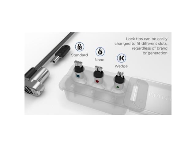 Kensington Universal 3-in-1 Keyed Laptop Lock - Carbon Steel, Plastic ...
