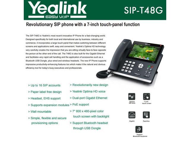 Yealink SIP-T48G Gigabit VoIp Phone with 7-Inch Touch Screen Panel ...