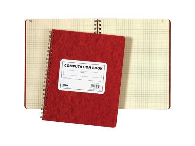 Tops Computation Notebk 4x4 Quad 76 Shts 11-3/4"x9-1/2" Red Cover 35061 ...
