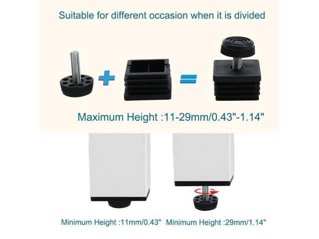 Leveling Feet 40 x 40mm Square Tube Insert Table Leg Adjustable Leveler ...