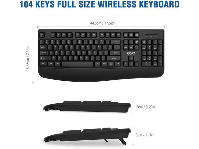 Wireless Keyboard, EDJO 2.4G Ergonomic Full Size Wireless Computer ...