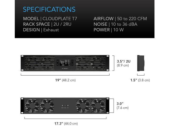 AC Infinity CLOUDPLATE T7, Rack Mount Fan Panel 2U, Exhaust Airflow ...