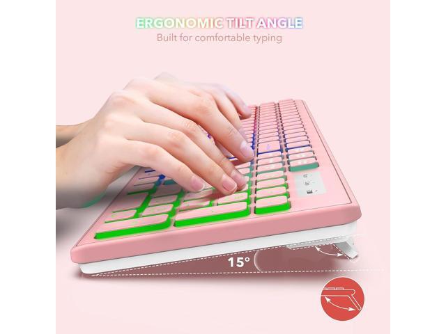 Wireless Keyboard and Mouse with RGB Backlit, Foldable Legs - Silent ...