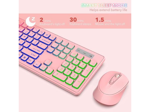 Wireless Keyboard and Mouse with RGB Backlit, Foldable Legs - Silent ...