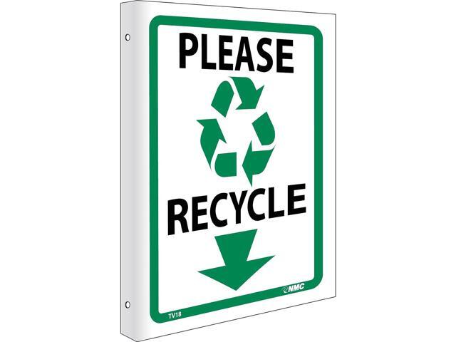 National Marker Please Recycle Flanged 10X8 Rigid Plastic Notice Sign ...