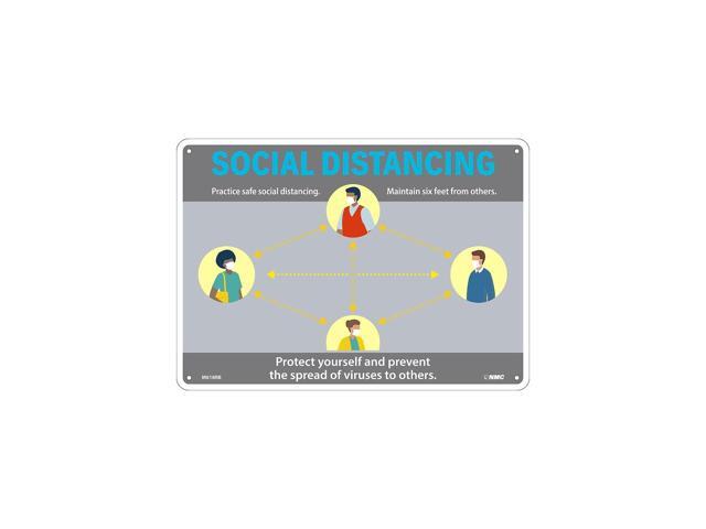 National Marker Wall Sign "Social Distancing " Plastic 10" x 14" Gray ...