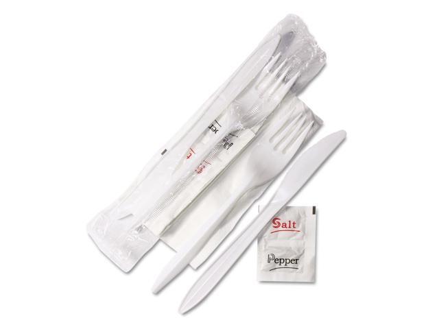 GENERAL SUPPLY Wrapped Cutlery Kit 6 1/4" Fork/Knife/Napkin/Salt/Pepper ...