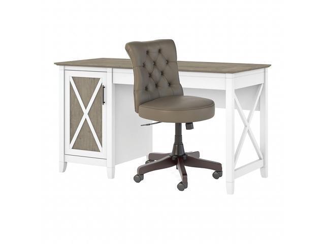 Bush Furniture Key West 54" Computer Desk with Storage and Mid-Back ...
