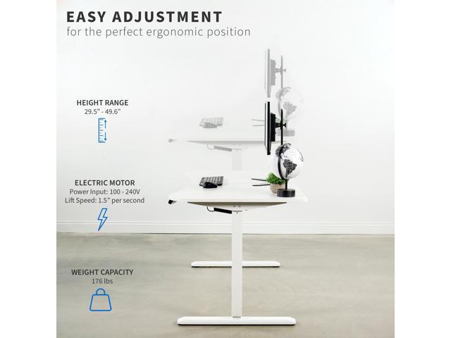 VIVO White Electric Height Adjustable Stand Up Desk Frame Workstation ...