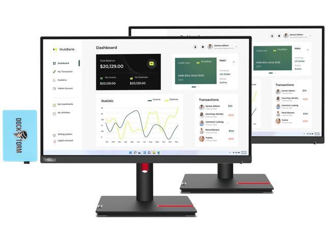Lenovo ThinkVision 23" FHD IPS (1920x1080) Monitor Bundle with Docztorm ...