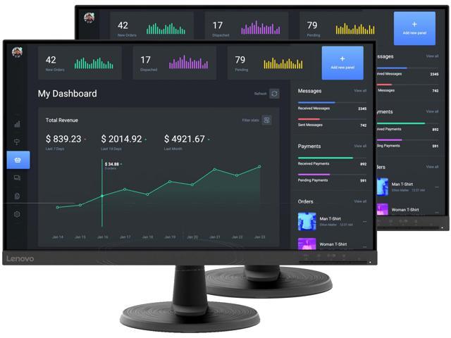 Lenovo D24-40 67A2KCC6US 24" Monitor: 75Hz Refresh Rate, 4 ms response ...