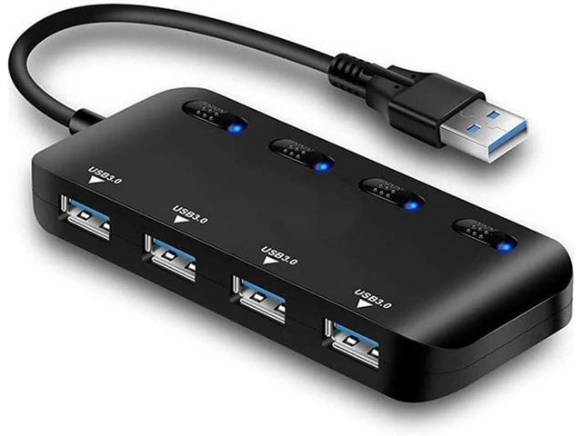 USB 3.0 HUB 4 Ports Fast Speed Thin USB3.0 Splitter Cable LED Indicator Seperate Switches for PC ...