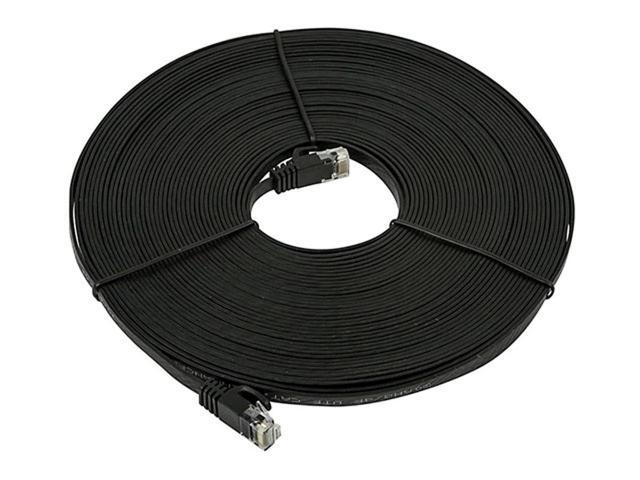 Monoprice Flat Cat6 Ethernet Patch Cable - 50 Feet - Black, Snagless ...