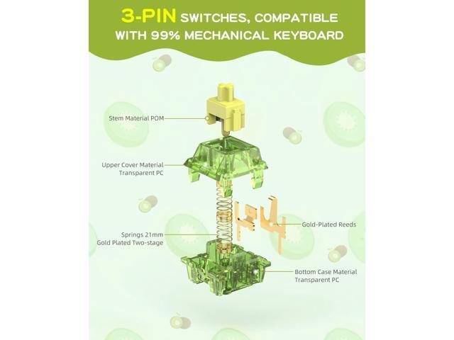 MAGIC-REFINER Diced Fruit Kiwi Switches, 3 Pin 50gf Tactile Switch Set ...