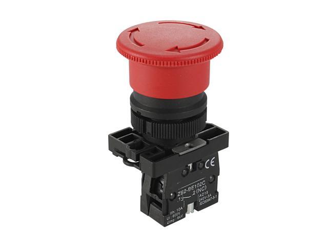 ZB2-BE102C Emergency Stop Latching Red Sign Push Button Switch NC 240V ...