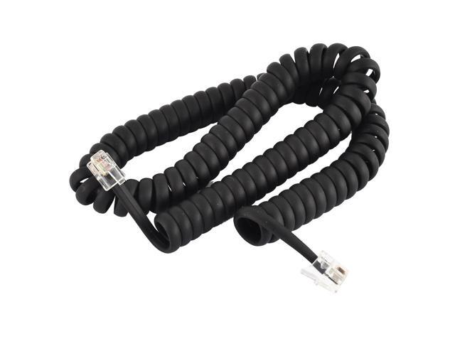 Plastic Coiled Cable 4P4P Plug Connectors Fax Telephone Phone Line ...