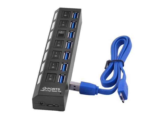 7-Port Rectangle High Speed Laptop USB 3.0 Hub Data Transfer Ports ...
