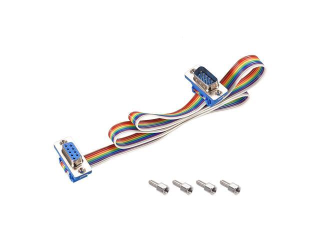 IDC Rainbow Wire Flat Ribbon Cable DB9 Male to DB9 Female Connector 2 ...