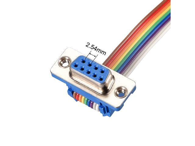 IDC Rainbow Wire Flat Ribbon Cable DB9 Male to DB9 Female Connector 2 ...