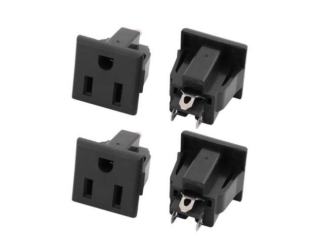 4Pcs AC 125V 15A US Outlet 3 Terminals Panel Mount Power Socket Black ...
