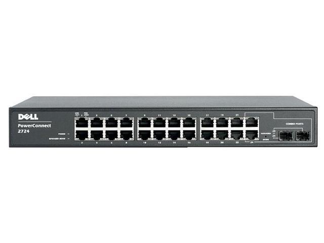 Refurbished: Dell PowerConnect 2724 - 24 x 10/100/1000 Ethernet 2 x ...