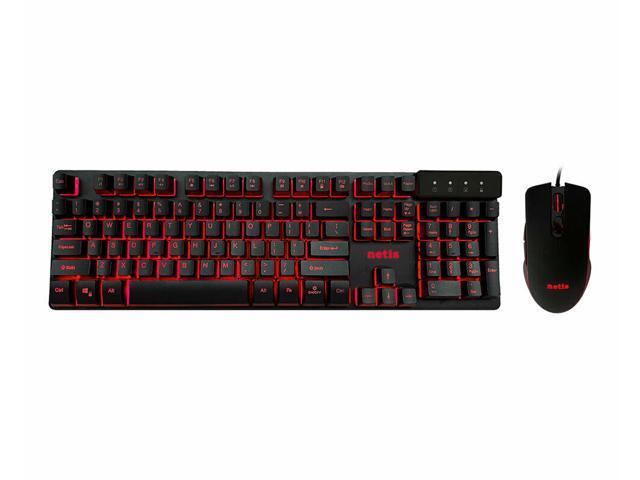 Netis KM7101 Tri-Color LED USB Wired Gaming Keyboard and 3200 DPI ...