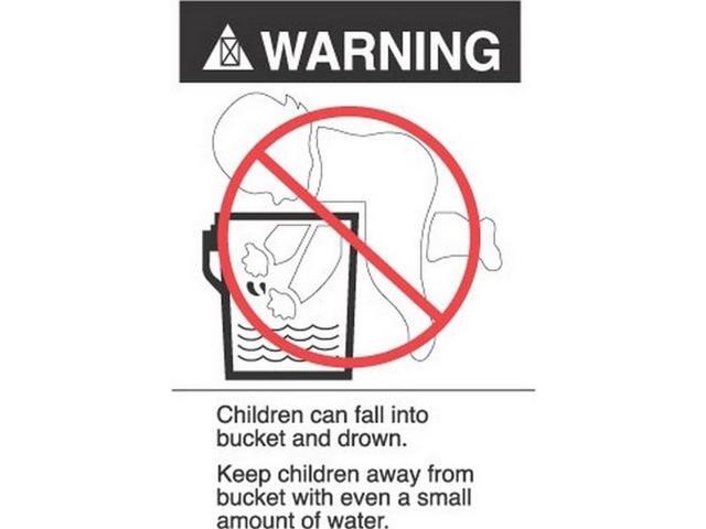 500 per Roll 2-7/8 x 5 Warning Bucket Drowning Labels tillescenter ...