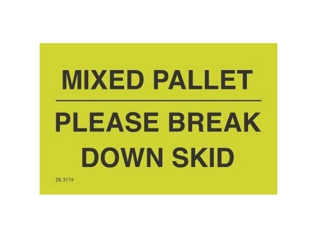 3" x 5" Mixed Pallet Please Break Down Skid Labels (500 per Roll ...