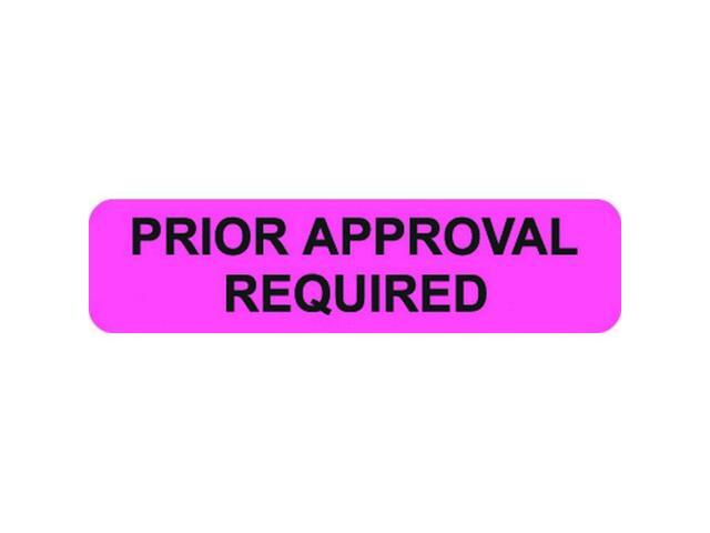 Insurance Labels, PRIOR APPROVAL REQUIRED - Fl Pink, 1-1/4" X 5/16 ...