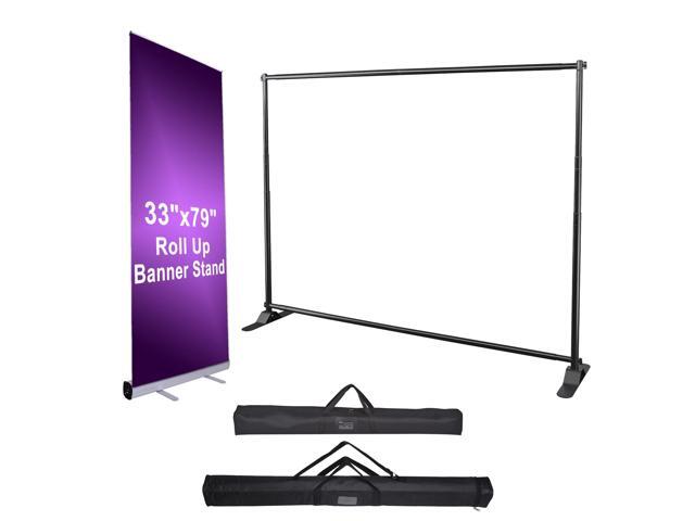 InstaHibit 8x10 Ft Backdrop Stand & Roll Up Banner Stand Kit Tradeshow ...