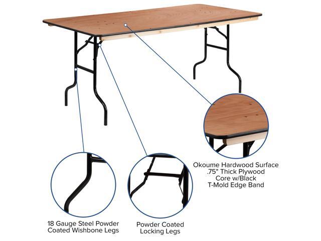 36'' x 72'' Rectangular Wood Folding Banquet Table with Clear Coated ...