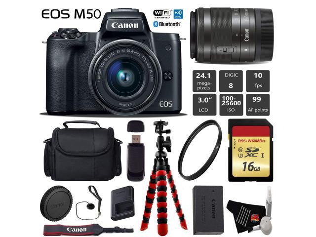 Canon EOS M50 Mirrorless Digital Camera with 15-45mm Lens + Flexible ...