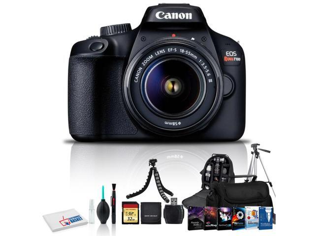 Canon EOS Rebel T100 DSLR Camera with 18-55mm Lens, Cleaning Kit, 32GB ...