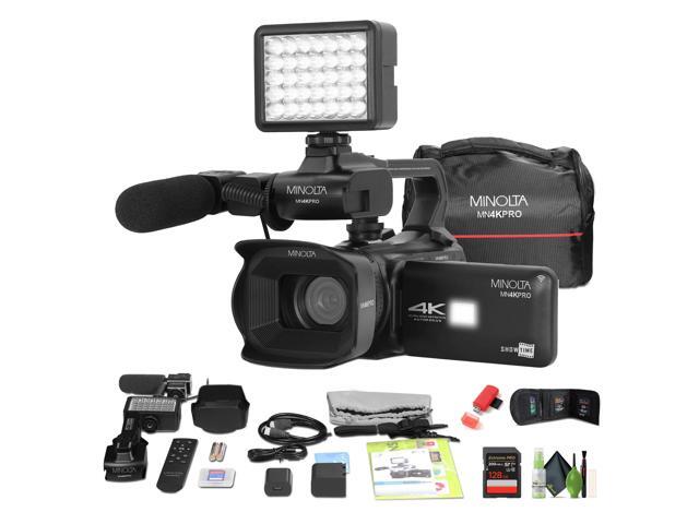 Minolta MN4KPRO UHD 4K60 Camcorder Kit, 128GB SDHC/SDXC UHS-I Card ...