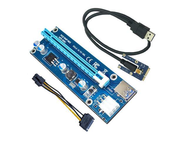 Mini PCI-E to PCI Express Extender Riser Card PCIE 1x to 16x Slot USB3 ...