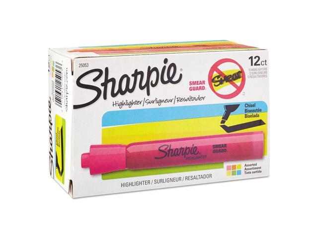 SHARPIE 25053 Smear Guard Highlighter Set, Chisel Tip Fluorescent ...