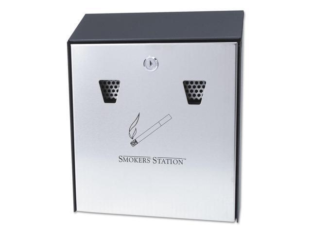 Smokers' Station Wall Mounted Receptacle, 10"w x 3"d x 12 1/2"h, Black ...