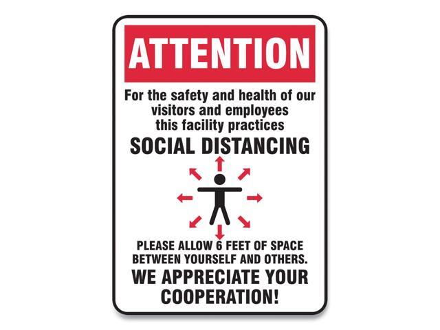 Social Distance Signs 14x10 Visitors and Employees Distancing RedWhite ...