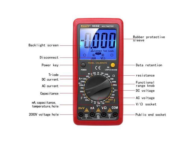 VC92 Digital Large Screen Multimeter To Measure Interphase Voltage ...